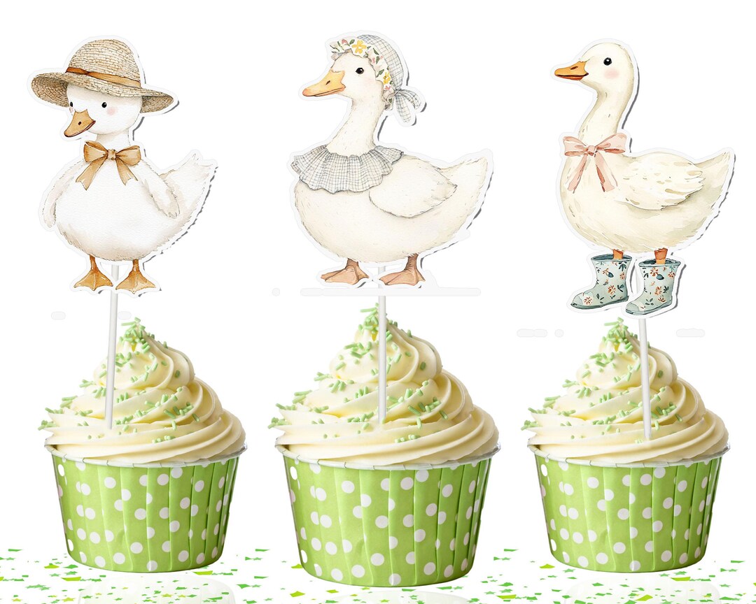 Goose Cupcake Toppers 10 Pcs – Vintage Duck Party Decorations for Baby ...