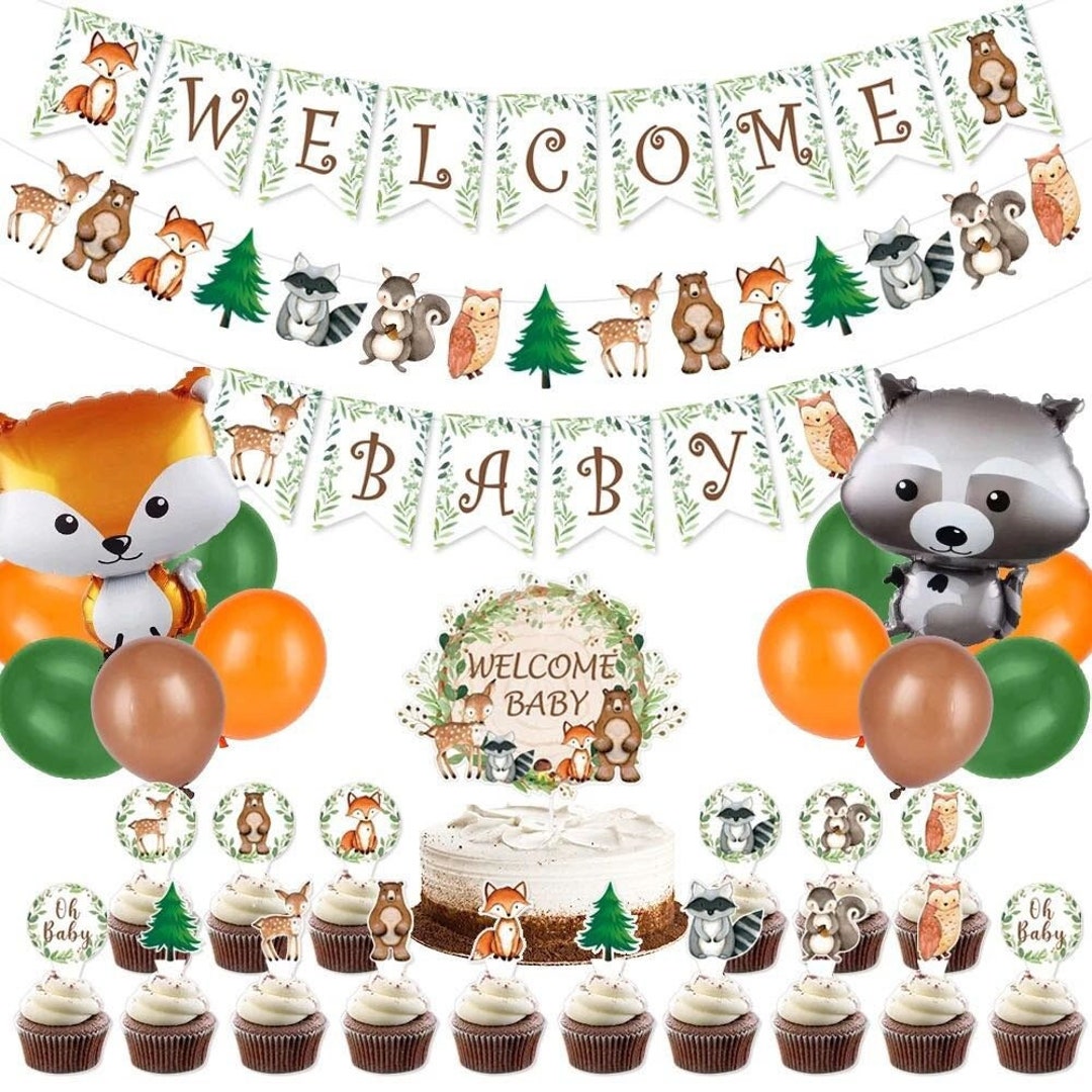 Enchanting Woodland Animals Baby Shower Party Decorations Set - Etsy