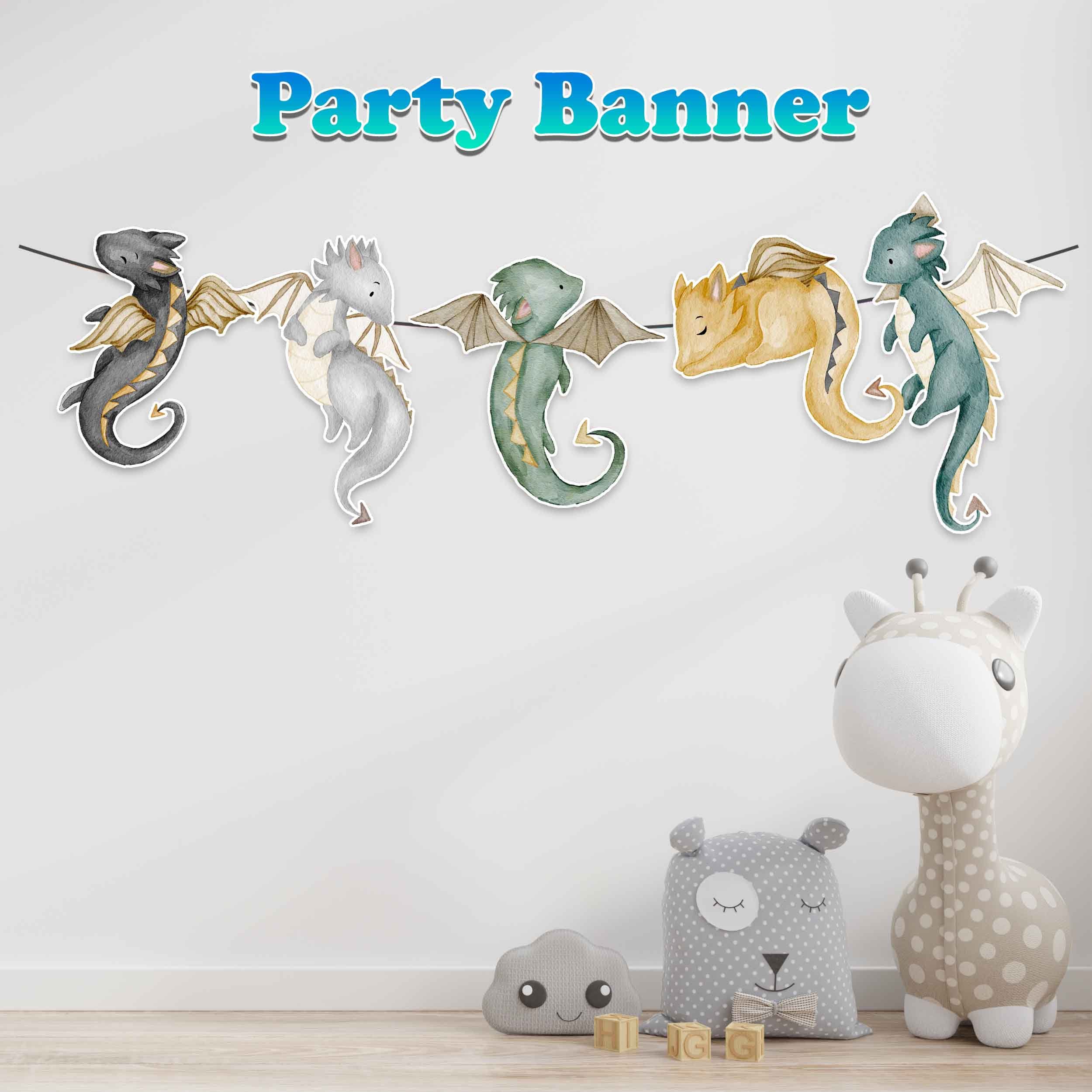 Cute Dragons Birthday Banner Baby Dragon Theme Party Supplies - Etsy