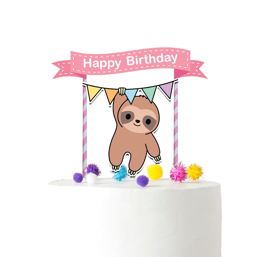 Sloth Cake Topper for Kids | Cute Sloth Birthday Party Supplies | Sloth ...