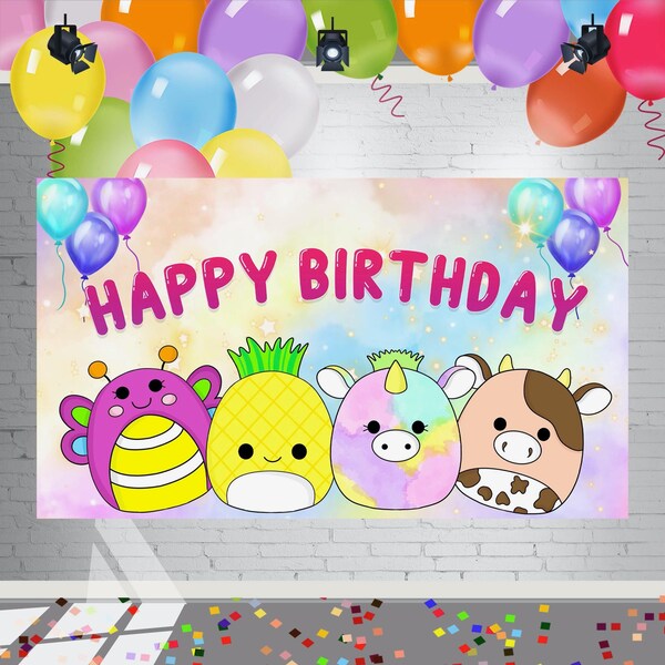 Squishmallow Birthday Backdrop - Etsy