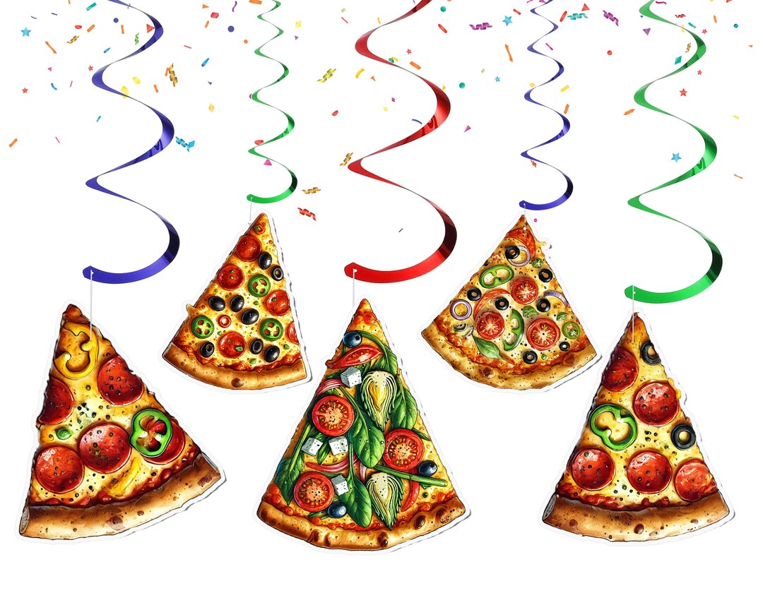 Delicious Pizza Slice Party Streamers - Set of 10 | Fun Food-themed ...