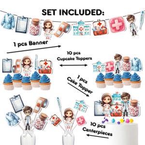 Medical Party Decorations With Cake Topper, Cupcake Toppers, Banner ...