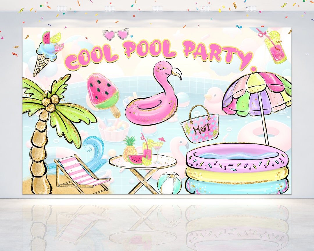 5x3 FT Sparkling Pool Party Backdrop - 'cool Pool Party' Theme for ...