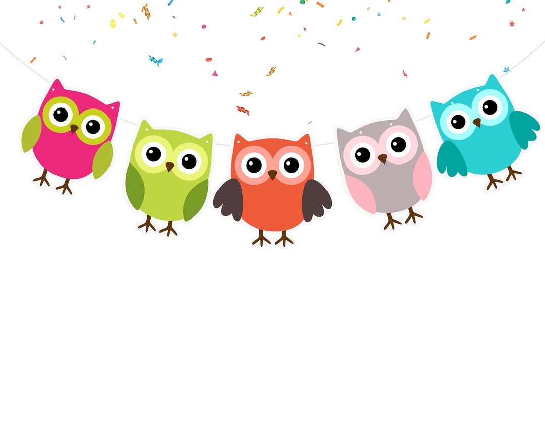 Owl Woodland Animals Birthday Banner Forest Animals Party Supplies Baby ...