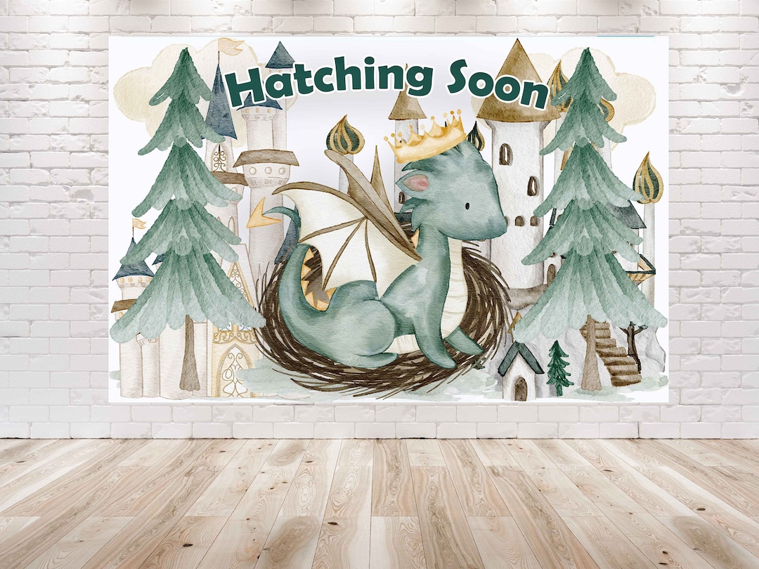 5x3ft Hatching Soon Dragon Backdrop for Baby Shower Party Decorations ...