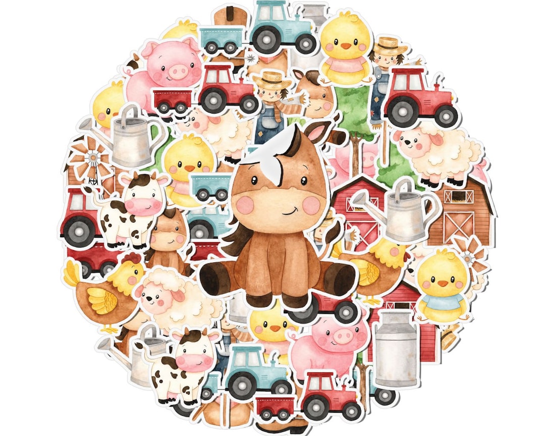 20 PCS Party Farm Animals Stickers - Barnyard Fun for Your Celebration ...