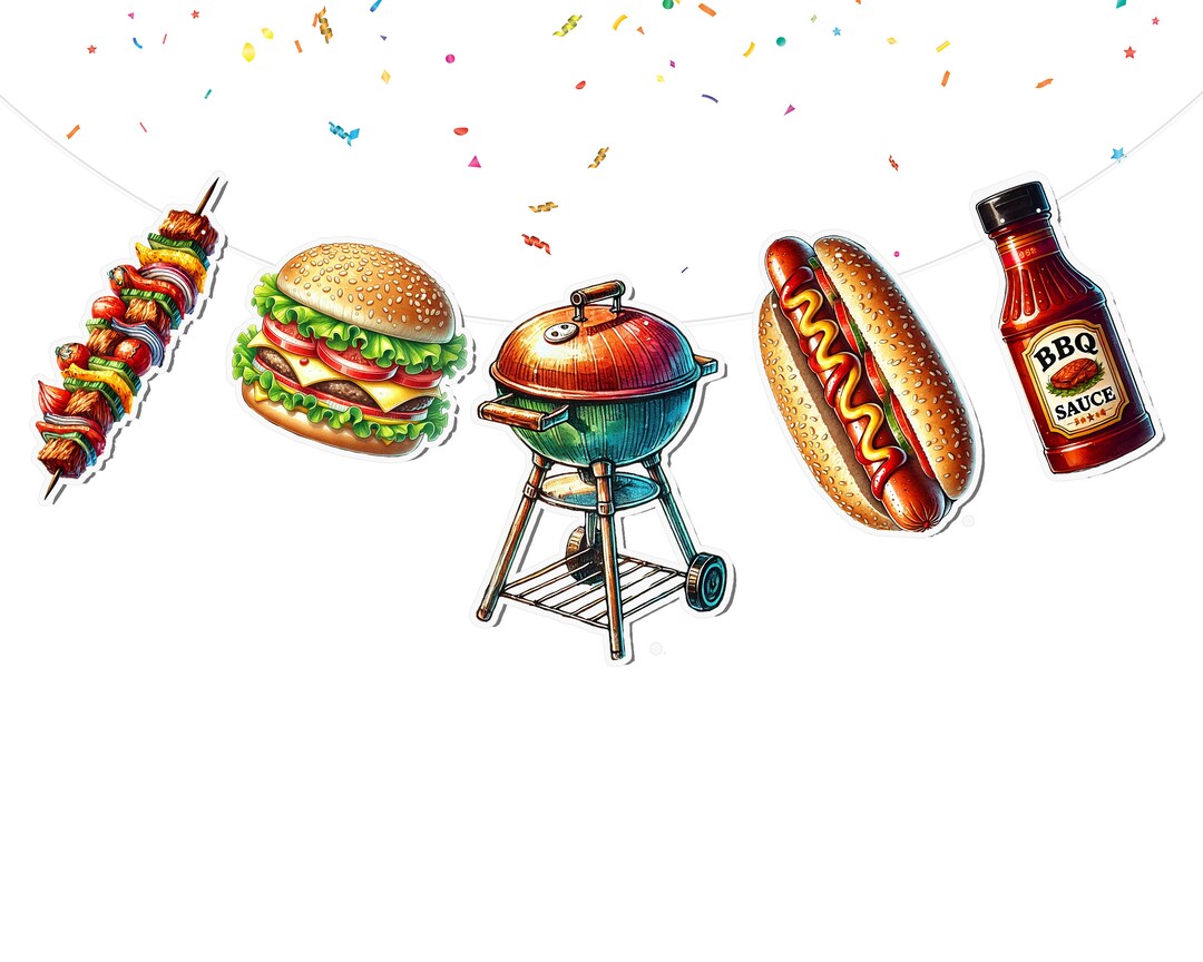 BBQ Party Banner Grilling Themed Garland Fun Summer Cookout Decorations ...