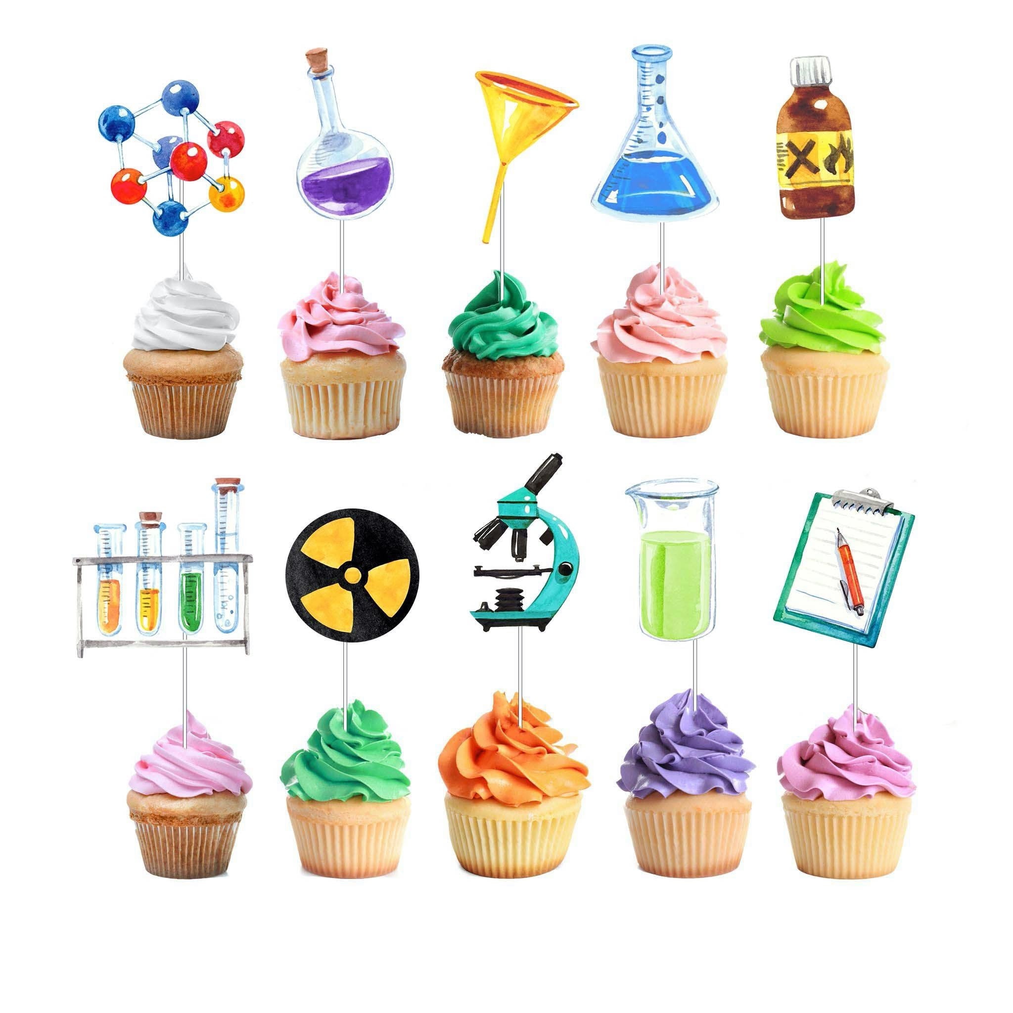 Science Cupcake Toppers Science Lab Party Supplies for - Etsy