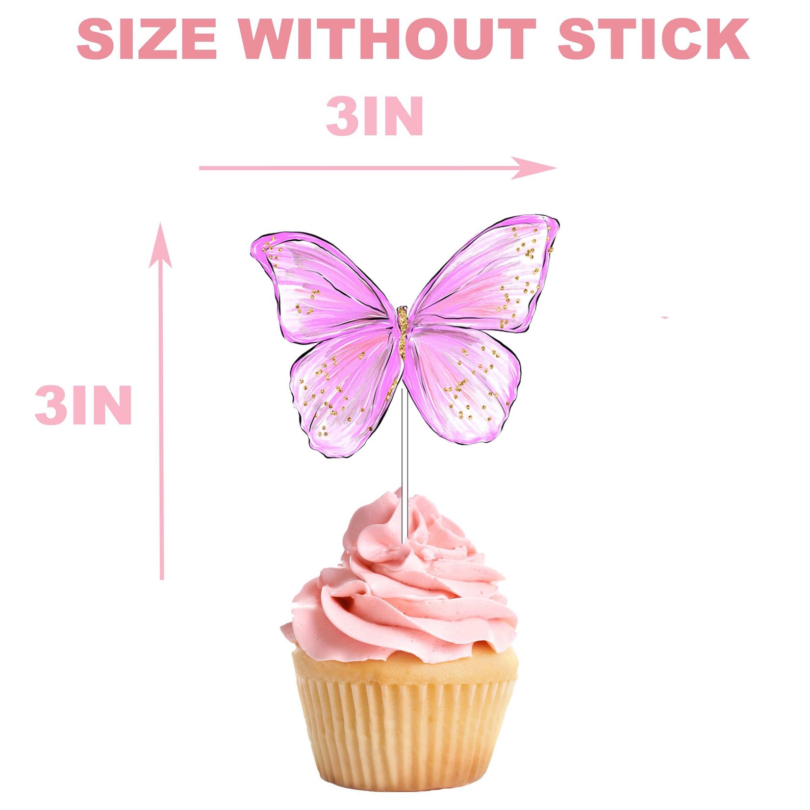 10 Pcs Butterfly Cupcake Toppers Pink Theme for Kids | Etsy