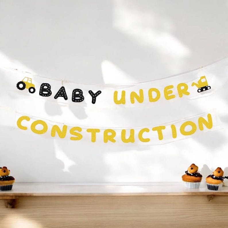 Baby Under Construction Banner – Construction Baby Shower Decorations ...