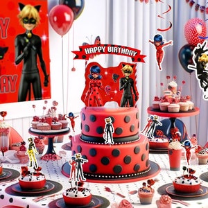 10 Pcs Miraculous Ladybug Cupcake Toppers - Adorable Party Decorations for Miraculous-themed ...