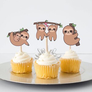 Sloth Cupcake Toppers Sloth Party Supplies for Birthday and - Etsy