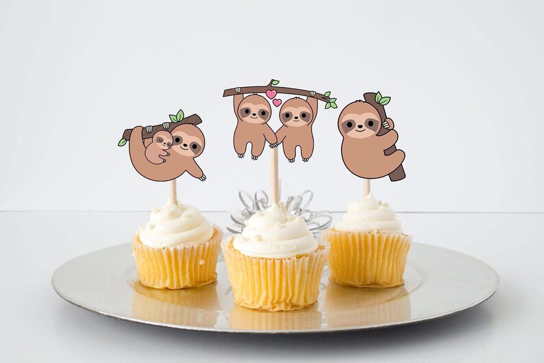 Sloth Cupcake Toppers Sloth Party Supplies for Birthday and - Etsy