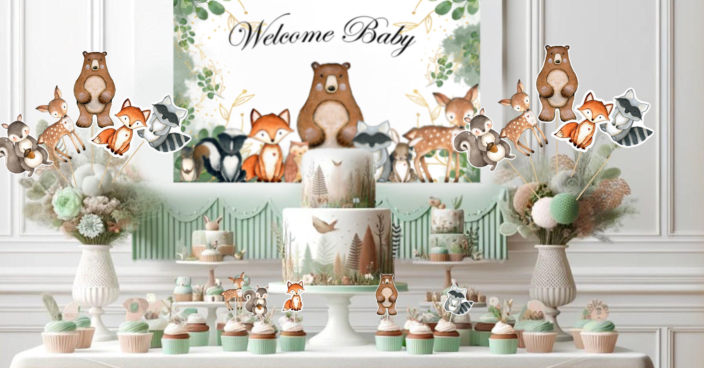 Woodland Animals Party Decor Set - Enchanting Forest Celebration for ...