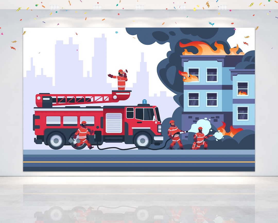 5x3ft Firefighter Backdrop for Birthday Party Decorations . Fire ...
