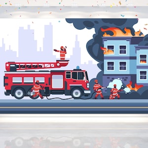5x3ft Firefighter Backdrop for Birthday Party Decorations . Fire ...