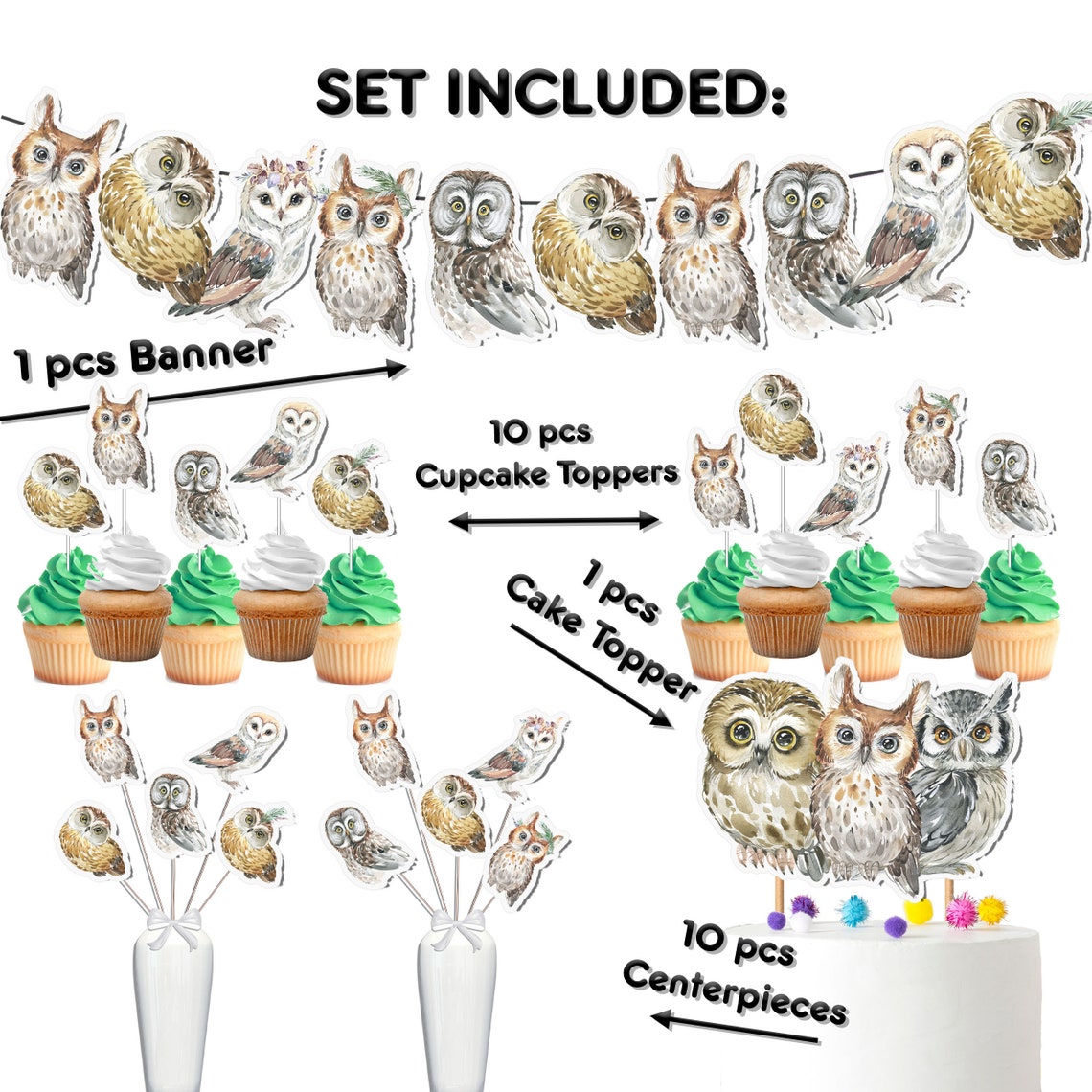 Enchanting Owl Party Decor Set - Whimsical Fun for Birthdays & Baby ...
