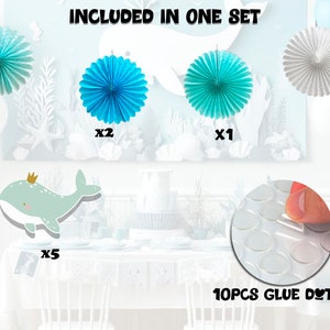 5 Pcs Whales Tissue Hanging Fans Set, 12-inch, Perfect for Ocean-themed ...