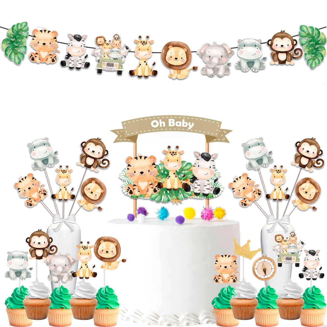Jungle Animals Baby Shower Decoration Set , Safari Animals Bundle Theme ...