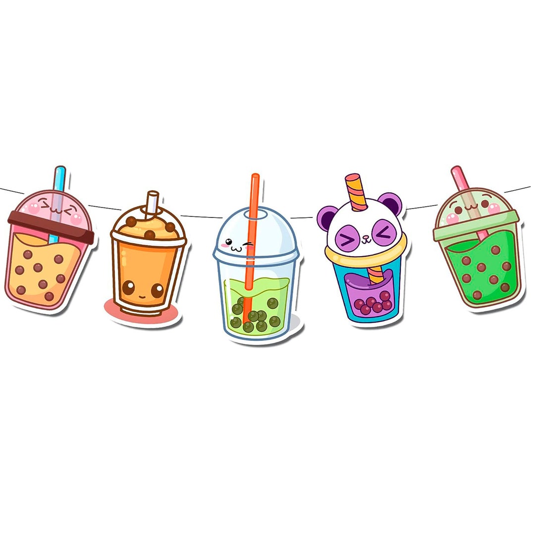 Boba Pool Party Birthday Banner Summer Milk Tea Theme Party Supplies ...