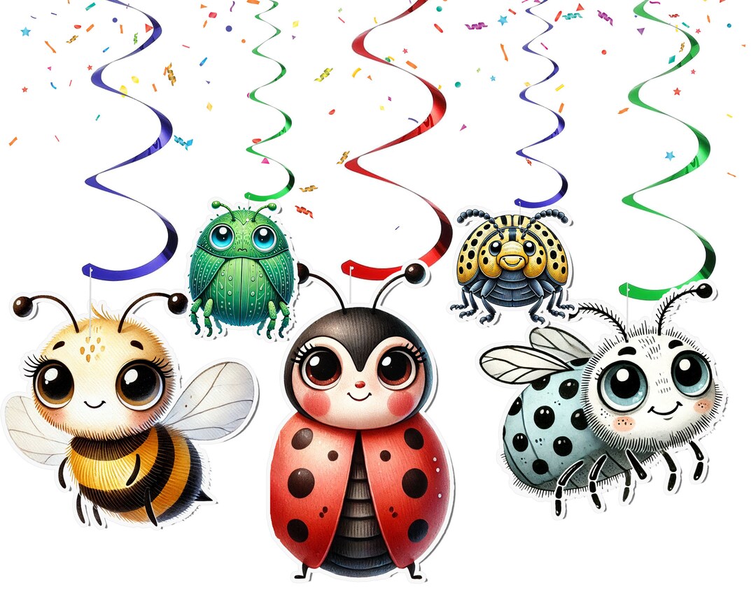 Charming Bug Party Streamers - Set of 10 | Adorable Insect-themed ...