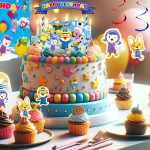 Pororo the Little Penguin Cake Topper Cartoon Penguin Party Supplies ...