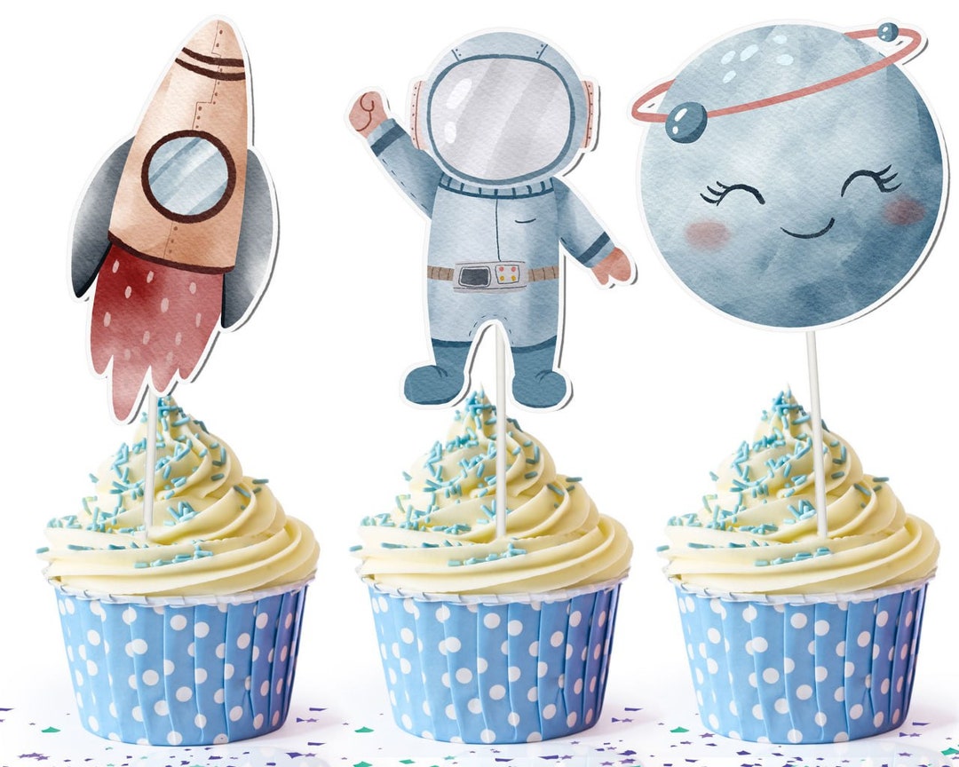 10 Pcs Space Cupcake Toppers - Galactic Cake Decorations for Cosmic ...