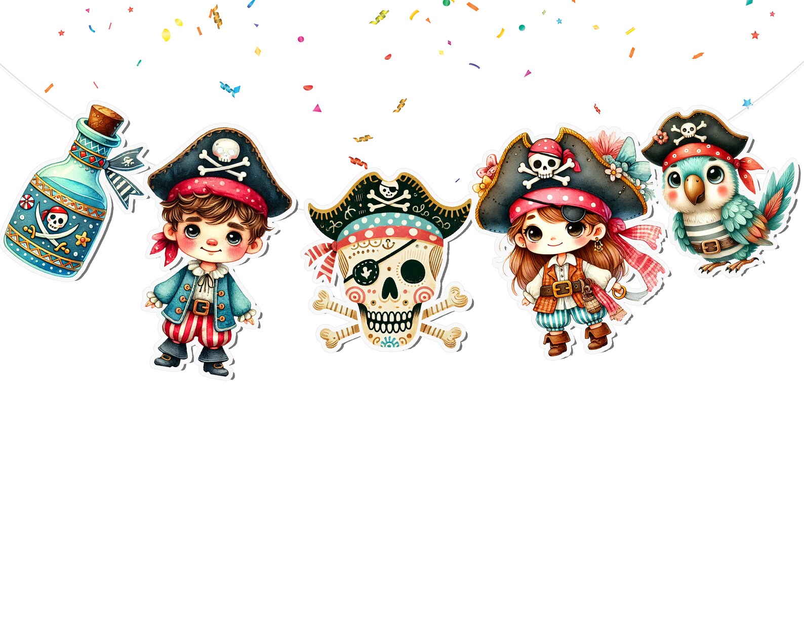 Charming Pirate Adventure Party Banner - Kid-friendly Pirates, Parrot ...