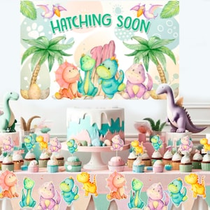 5x3ft Dino 'hatching Soon' Backdrop - Prehistoric Delight for Baby ...