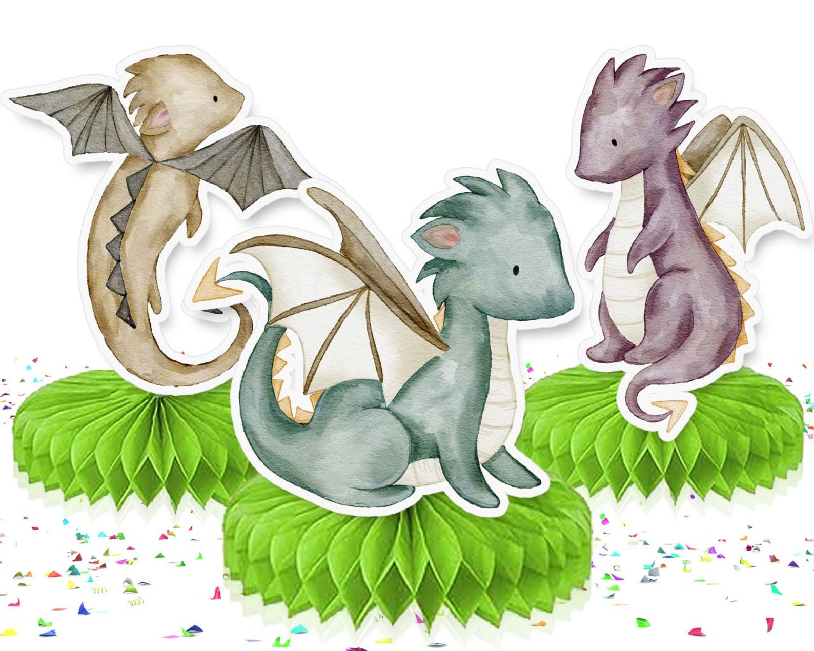 Dragons 5 Pcs Table Honeycombs Centerpiece Mythical Party Decorations ...