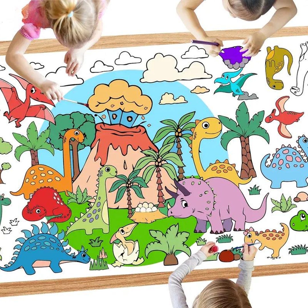 Dinosaur Extra-large DIY Coloring Poster 31x72 Inches - Interactive ...