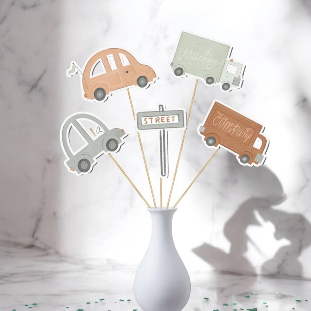 Car Themed Table Centerpieces – 5 Pcs Set | Kids Birthday Party ...