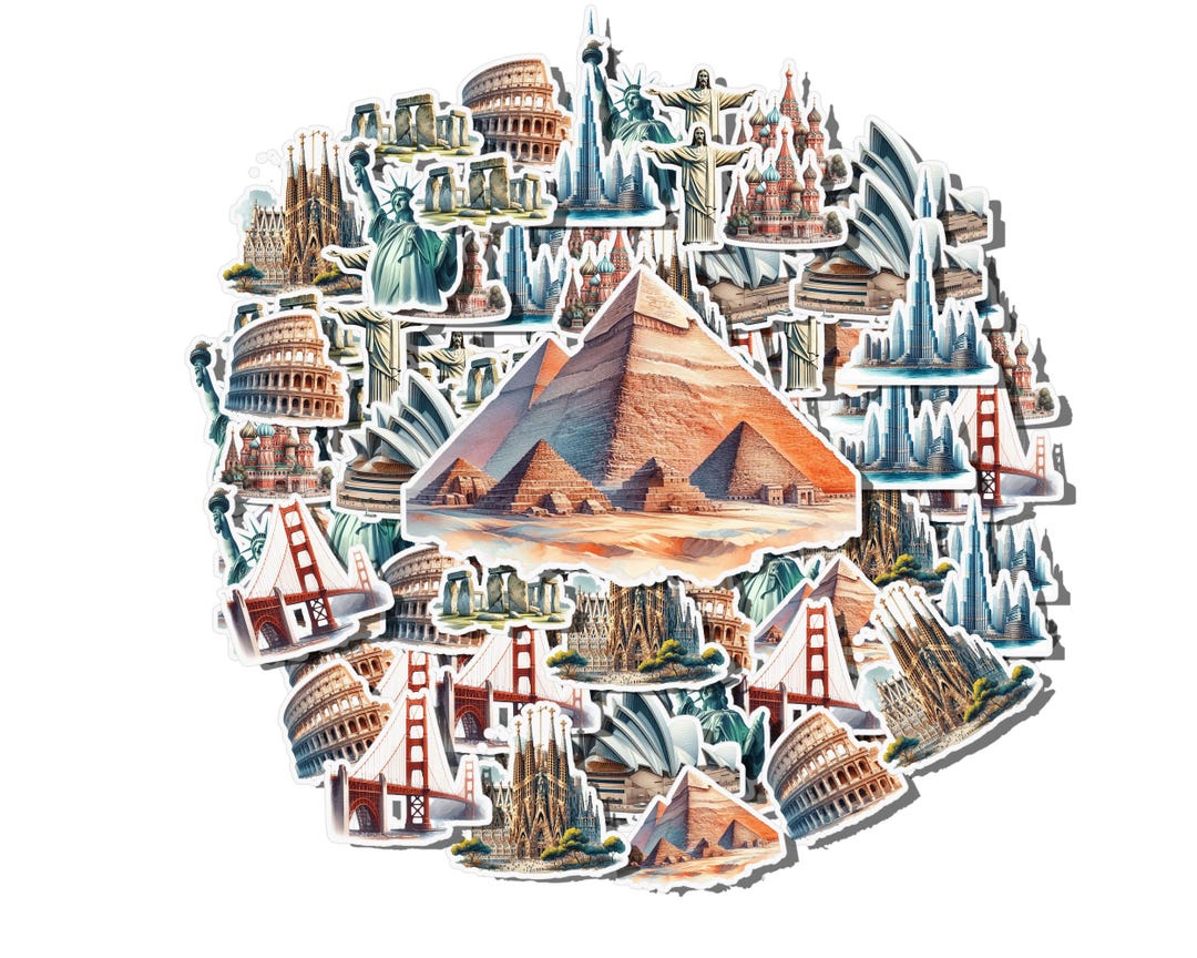 World Landmarks Sticker Set, Iconic Global Sights 20pcs - Etsy