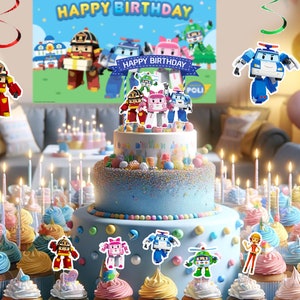 Adorable Cartoon Robocar Poli Cake Topper Make Your Cake an Epic ...