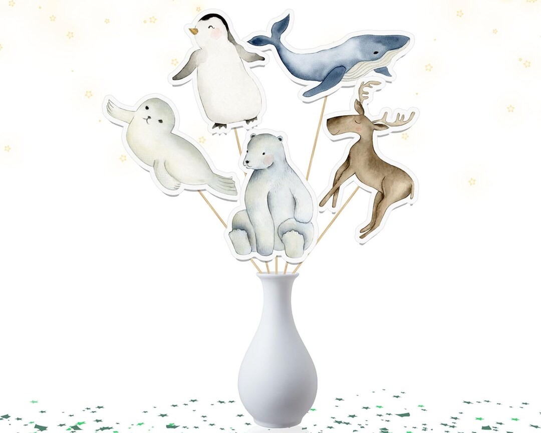 Arctic Animals Party Decorations - Table Centerpieces (set of 5) for ...