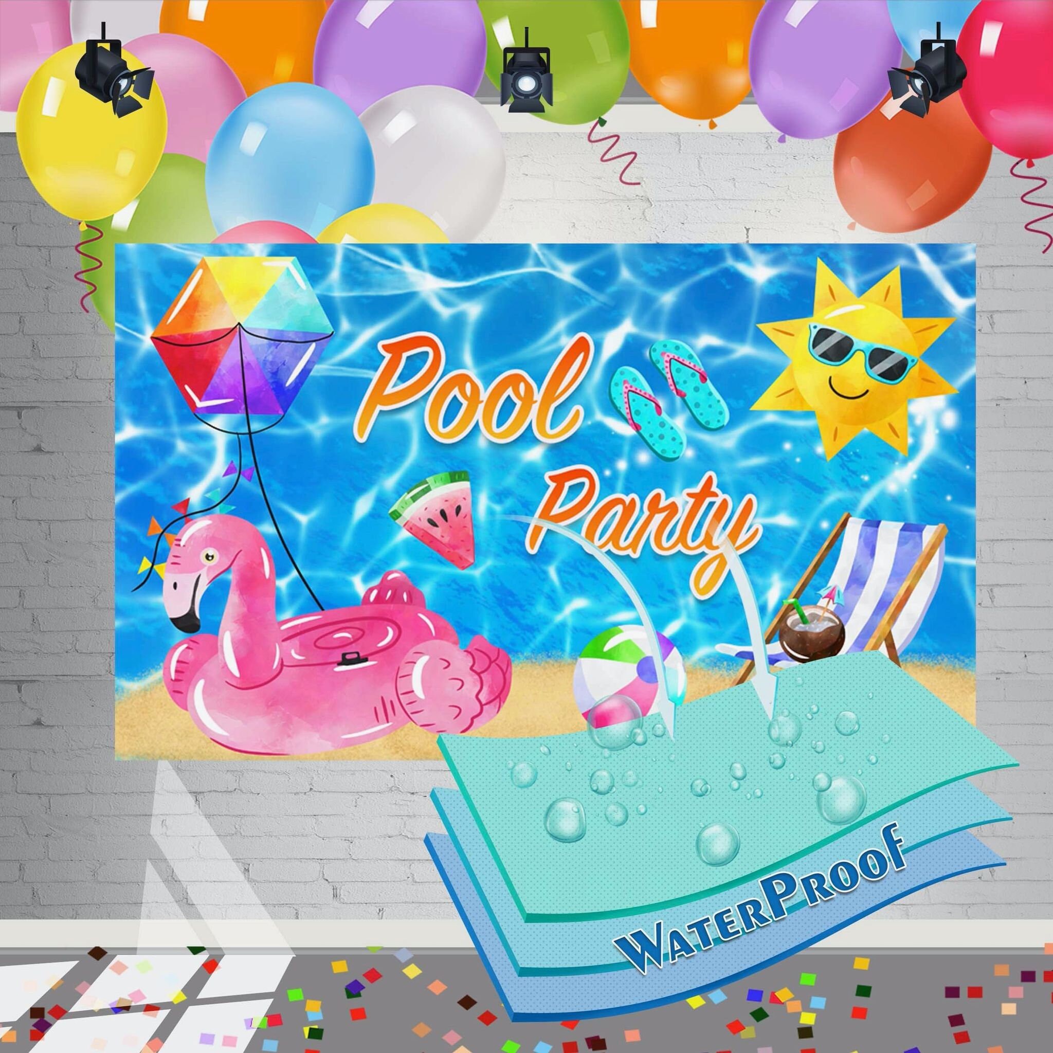 5x3ft Pool Party Backdrop for Birthday Party Decoration. - Etsy