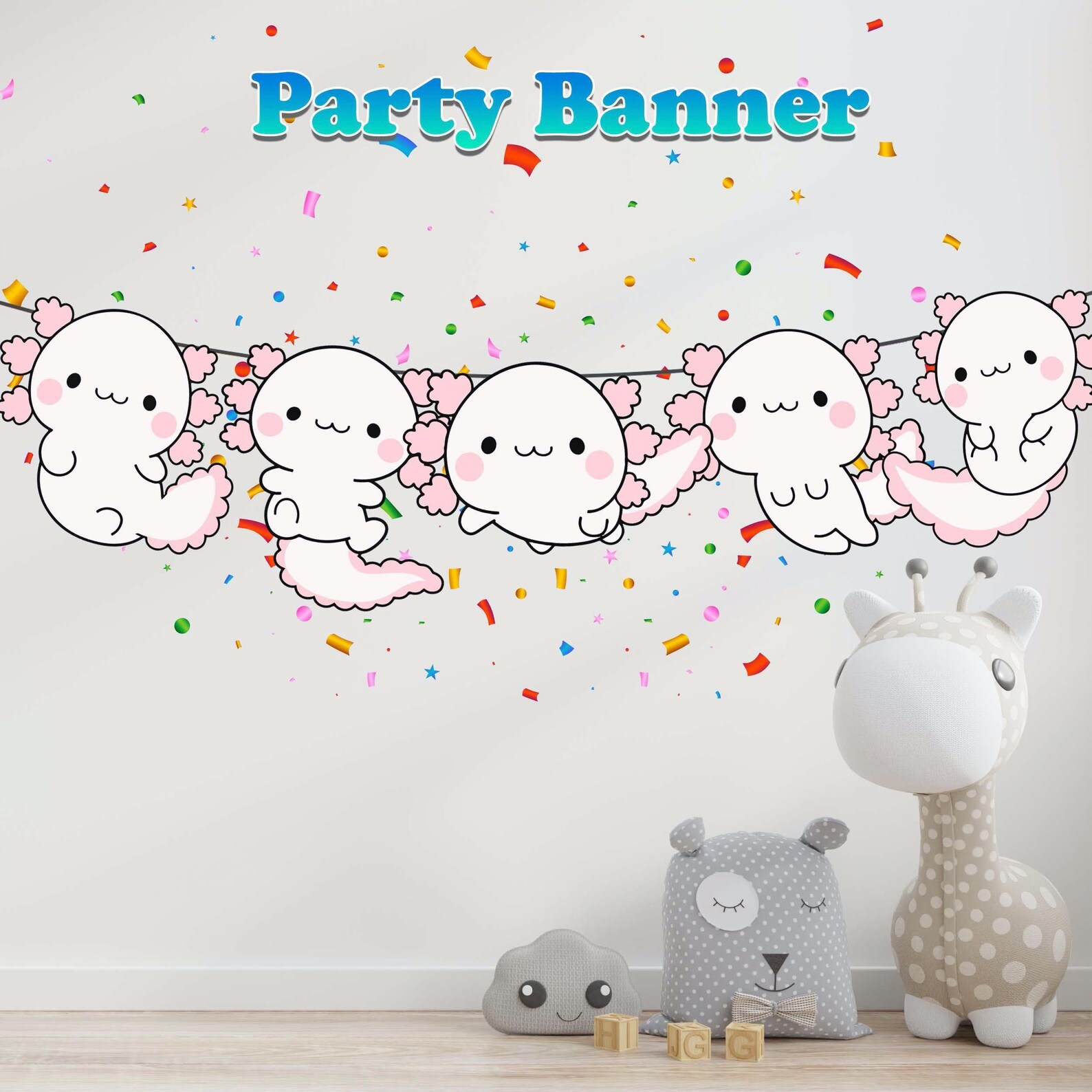 Axolotl Birthday Banner Cute Axolotls Party Supplies | Etsy