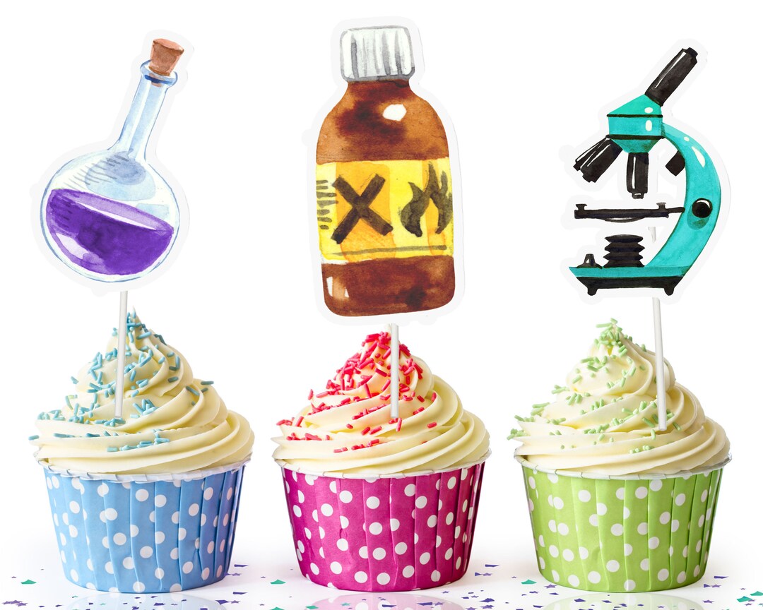 Science Cupcake Toppers | Science Lab Party Supplies for Birthday and ...