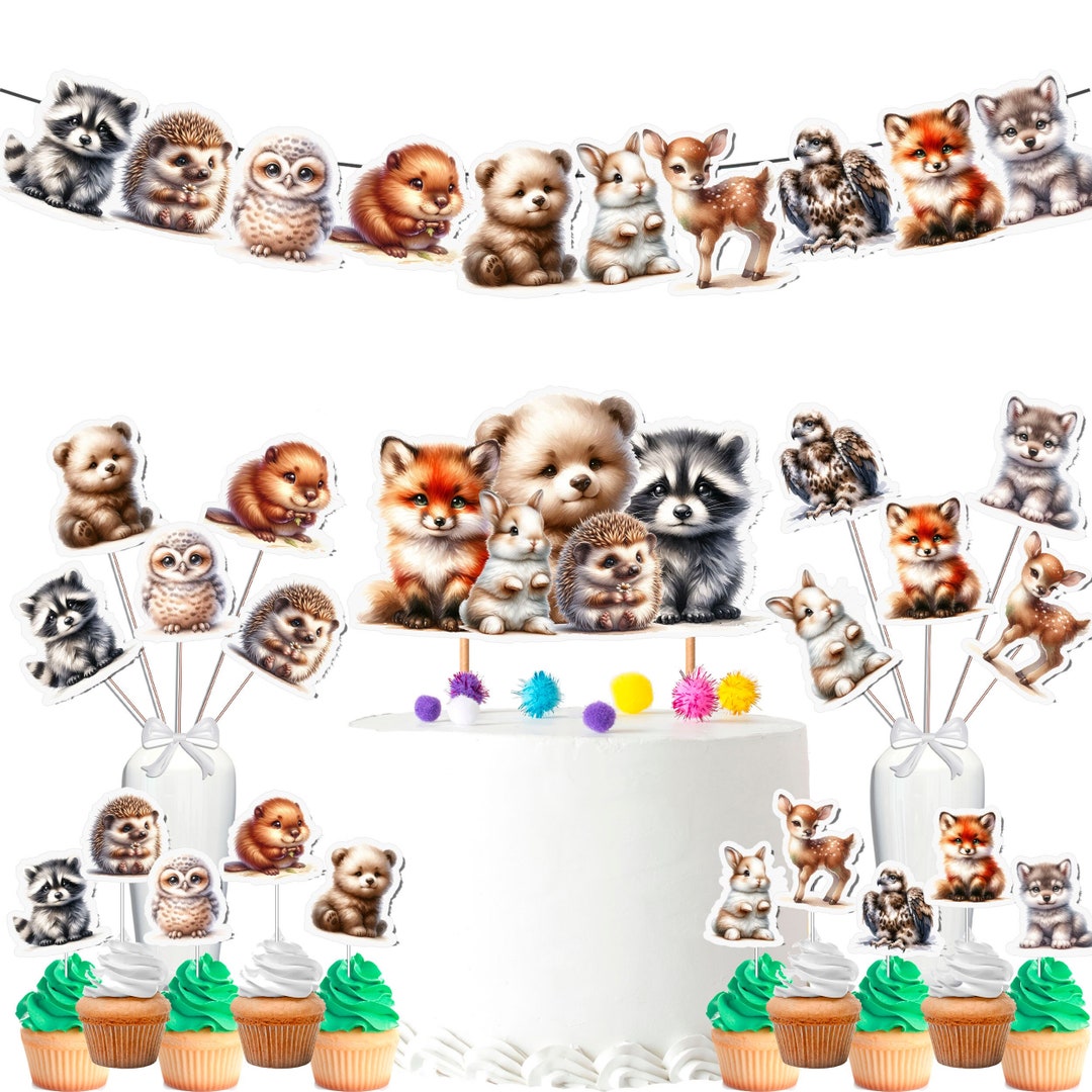 Woodland Animals Party Decor Set - Enchanting Decor for Birthdays ...