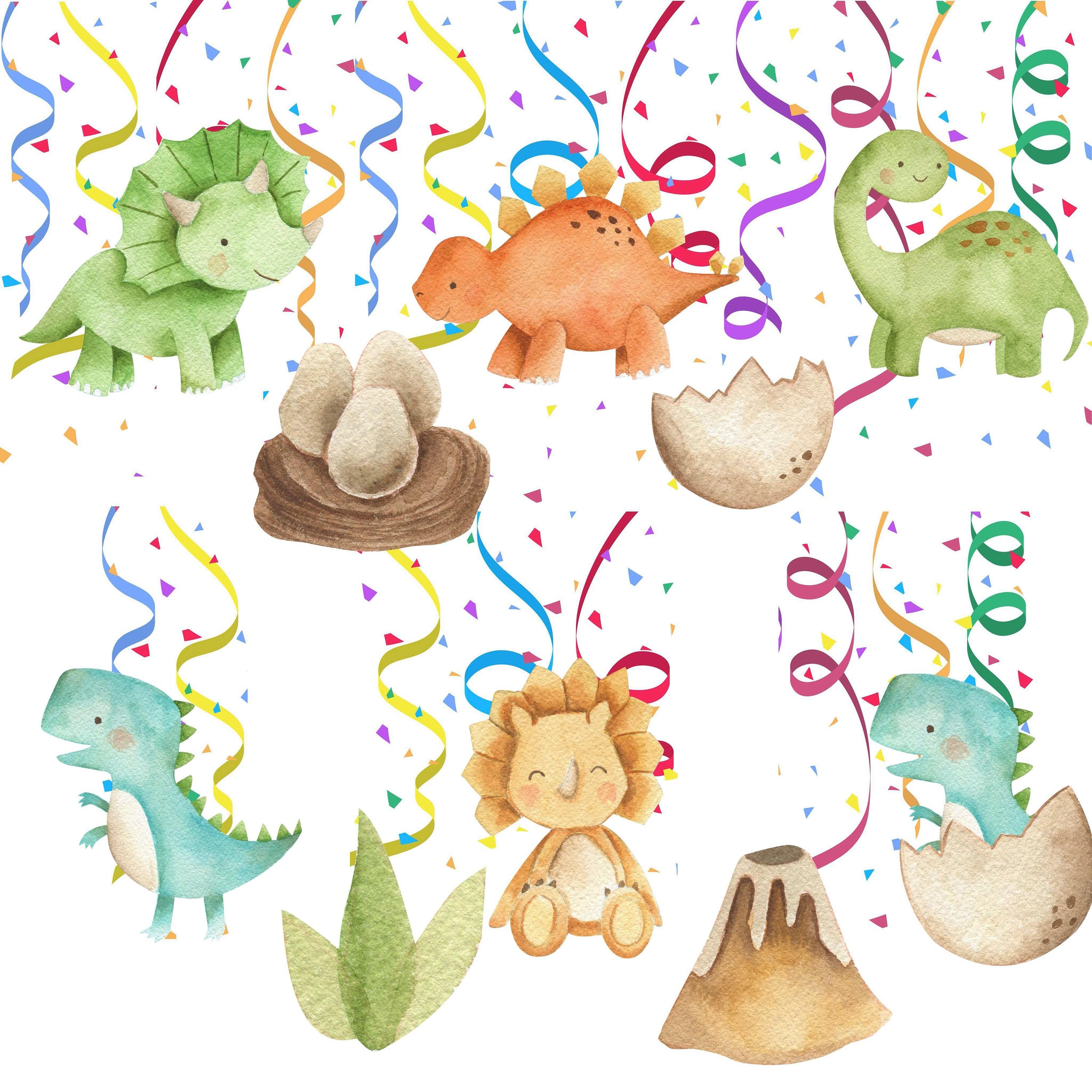 Dinosaur Streamers for Kids Watercolor Dino Swirls Cute | Etsy
