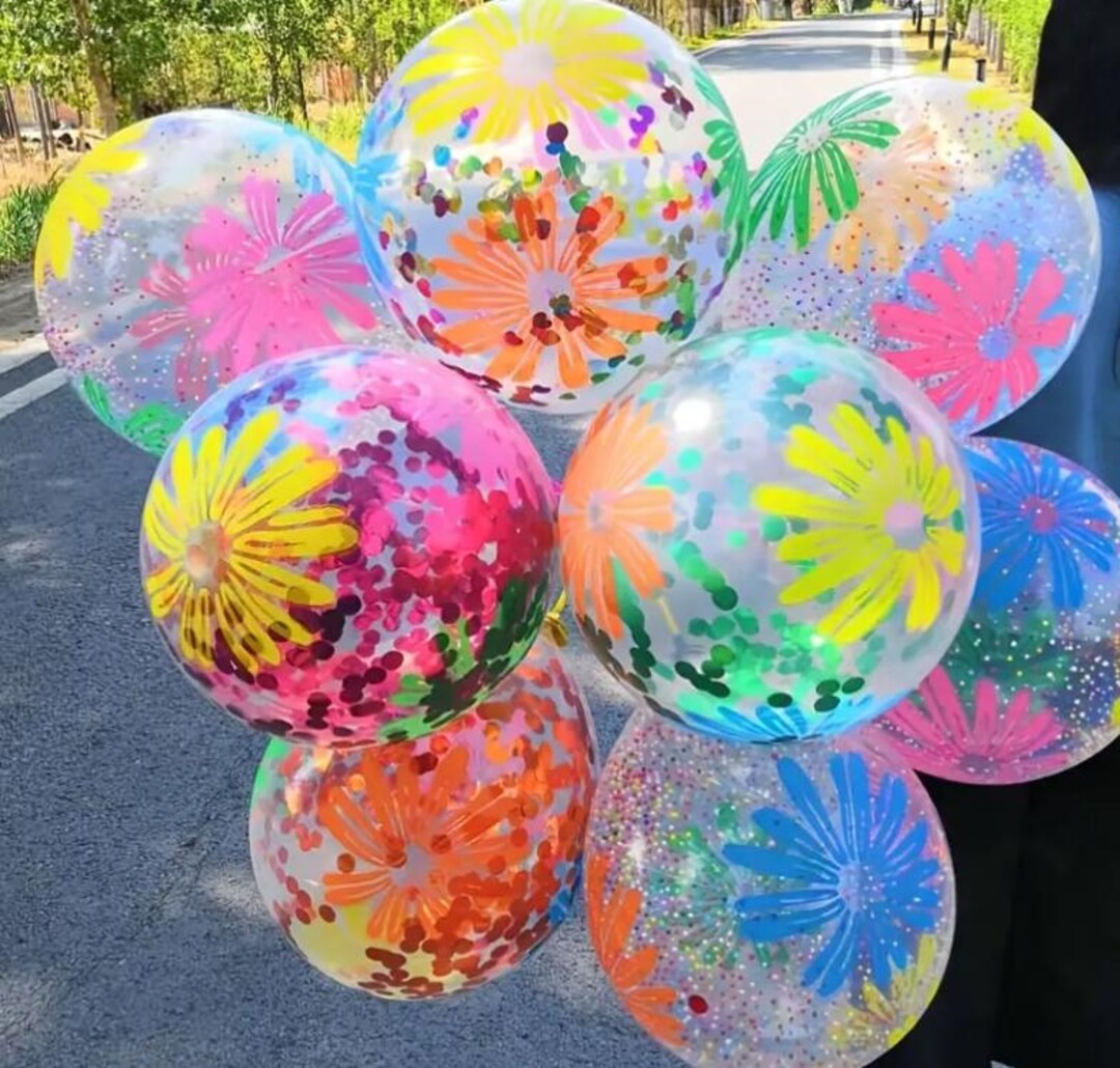 Colorful Floral Luau Party Balloon Set - 11pcs, 12-inch Tropical Party ...