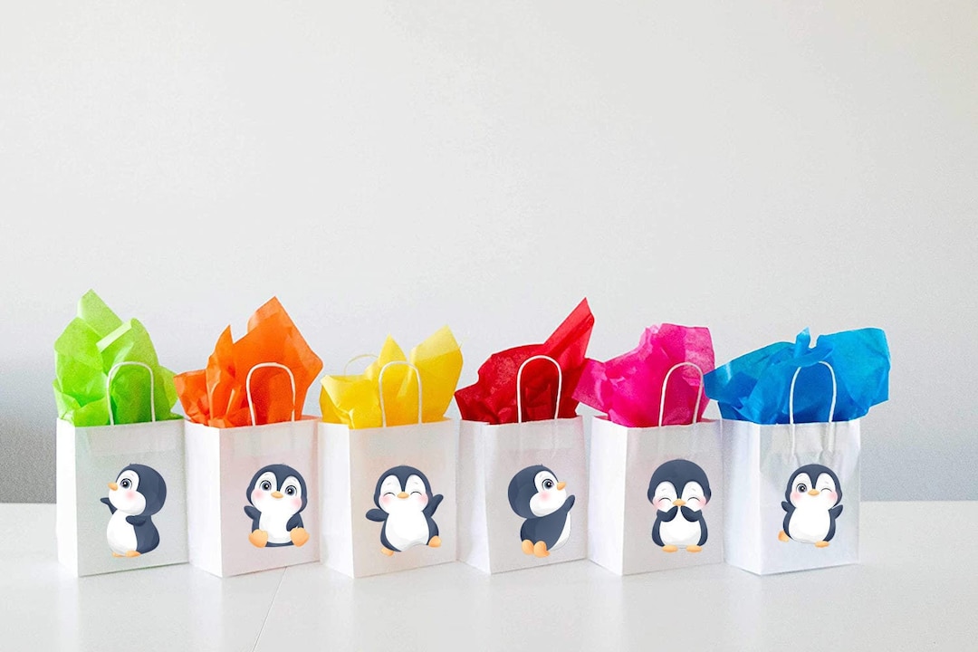 6 Pcs Penguin Winter Party Favor Bags | Under the Sea Birthday Party ...