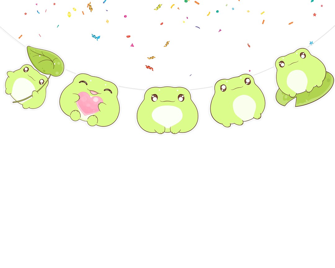 Cute Kawaii Frogs Birthday Banner Baby Frog Theme Party Supplies ...