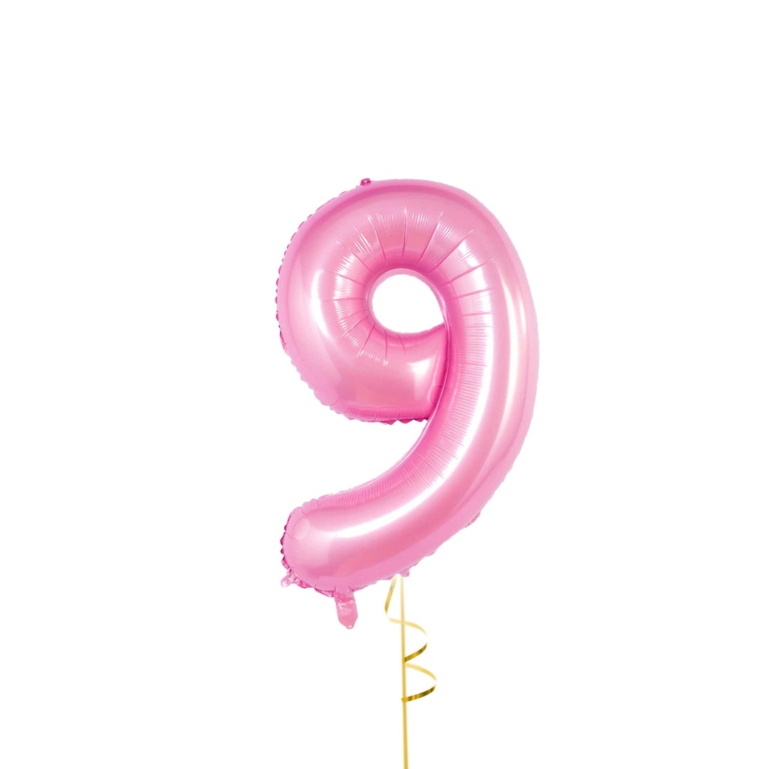 32 Inches Foil Pink 9 Shaped Balloon for Birthday Decorations Baby ...