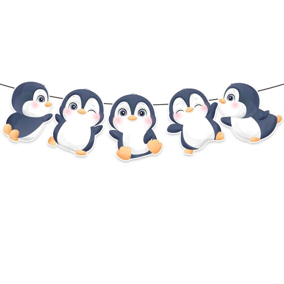 Penguin Birthday Banner Cute Penguins Winter Party Supplies - Etsy