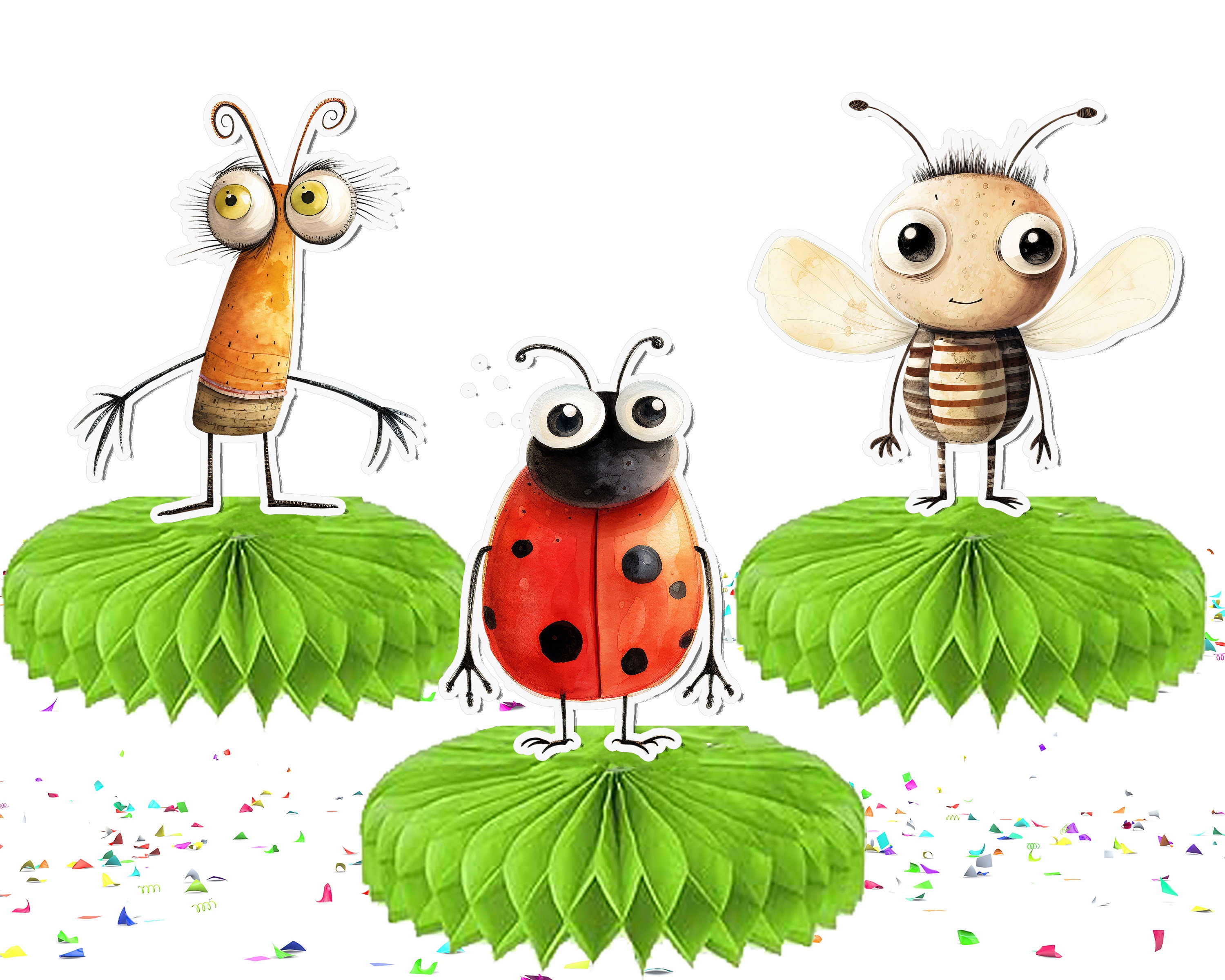 Quirky Insects Honeycombs 5 Pcs - Fun Baby Shower Decorations, Party ...