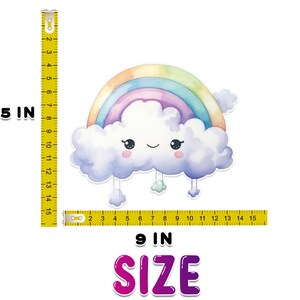 Rainbow Cloud Wall Stickers – Kawaii Clouds & Rainbows Decal Set 5 Pack ...