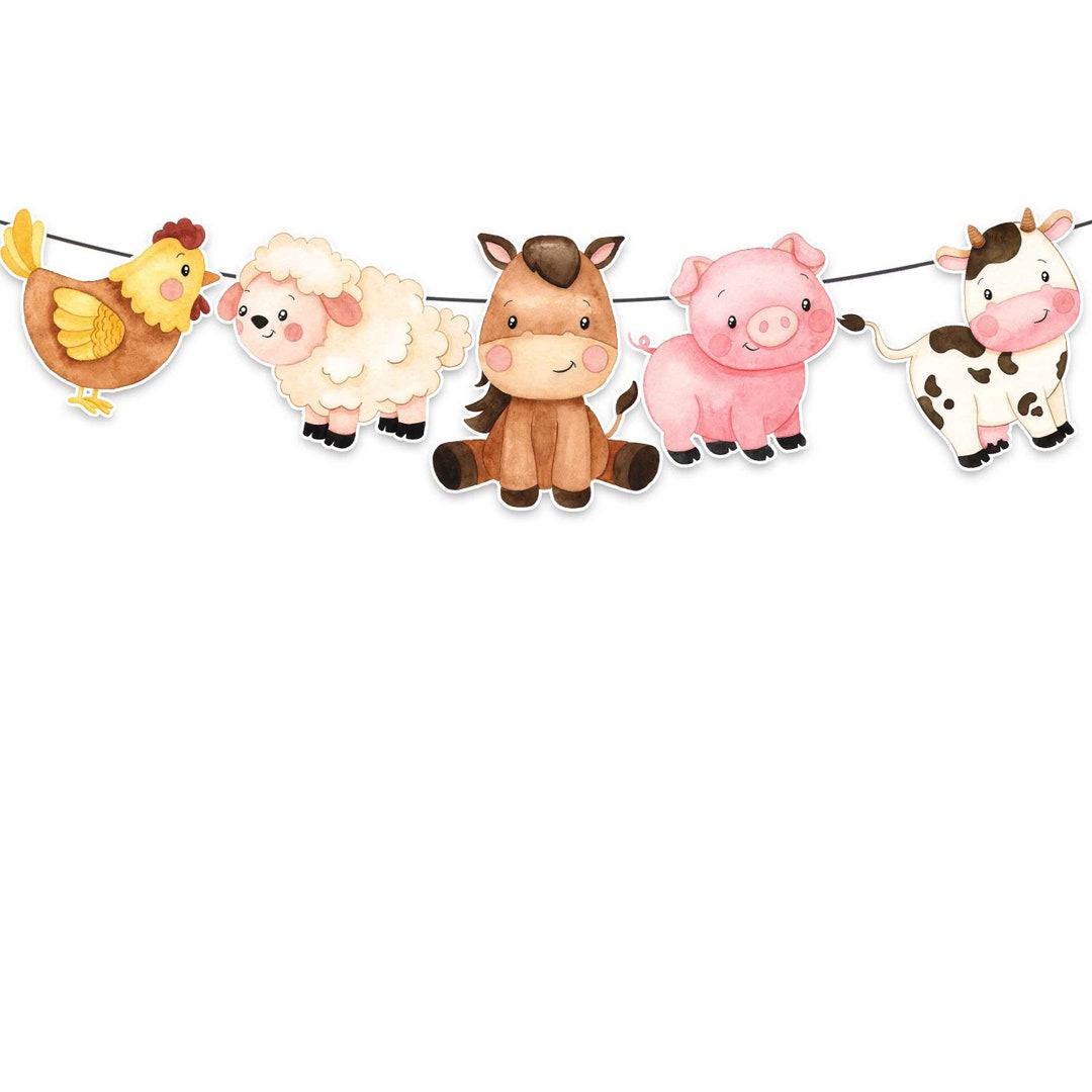 Farm Animals Birthday Banner Barnyard Animals Party Supplies - Etsy