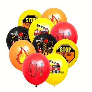 Firefighter-themed Birthday Balloon Set - 50 Pcs, Fire Truck, Fire ...